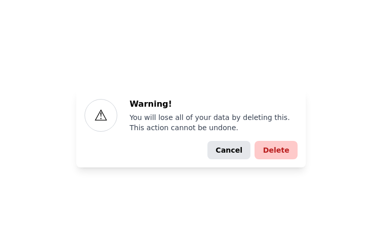 Confirmation Dialog Box Tailwind Css Example