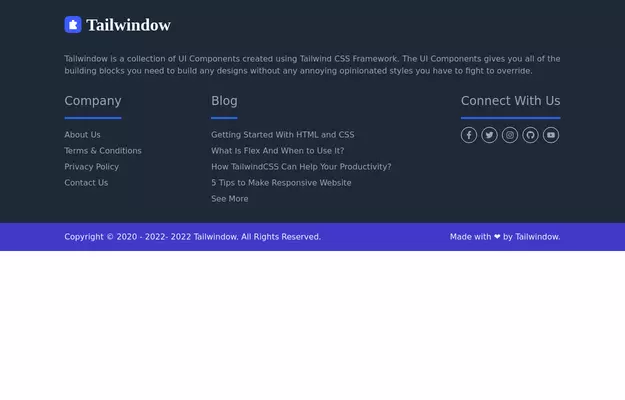 Responsive Footer Tailwind Css Example