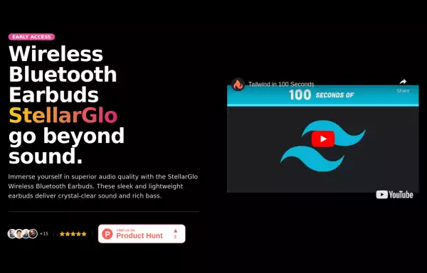 Hero Section With Youtube Video Preview Tailwind Css Example