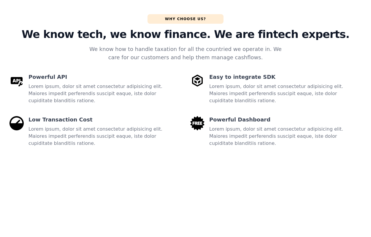 Why Choose Us Features Showcase Example Tailwind Css Example