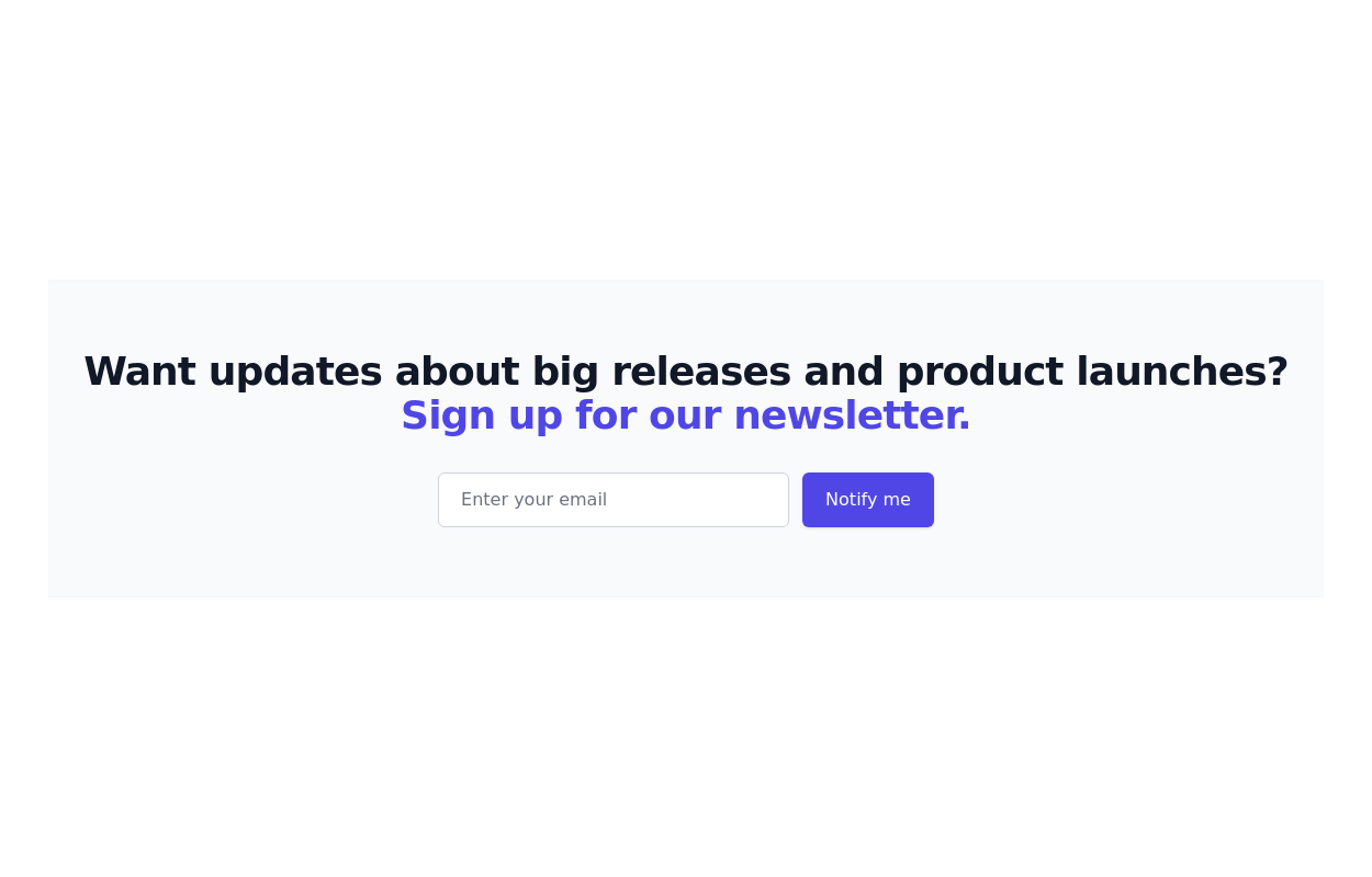 Basic Newsletter Section Tailwind Css Example