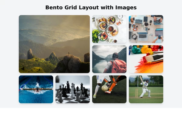 Bento Grid Layout With Images Tailwind Css Example