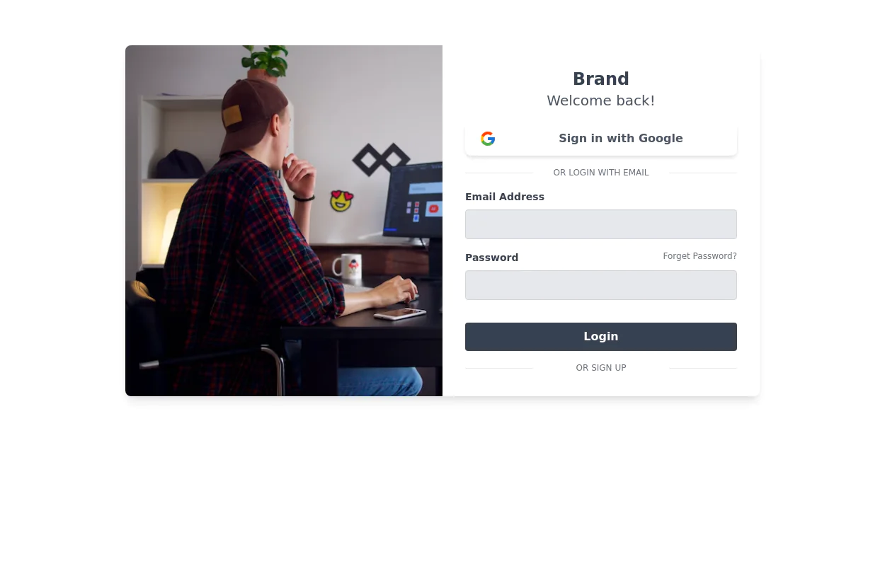 Login Form With Social Login Buttons Tailwind Css Example